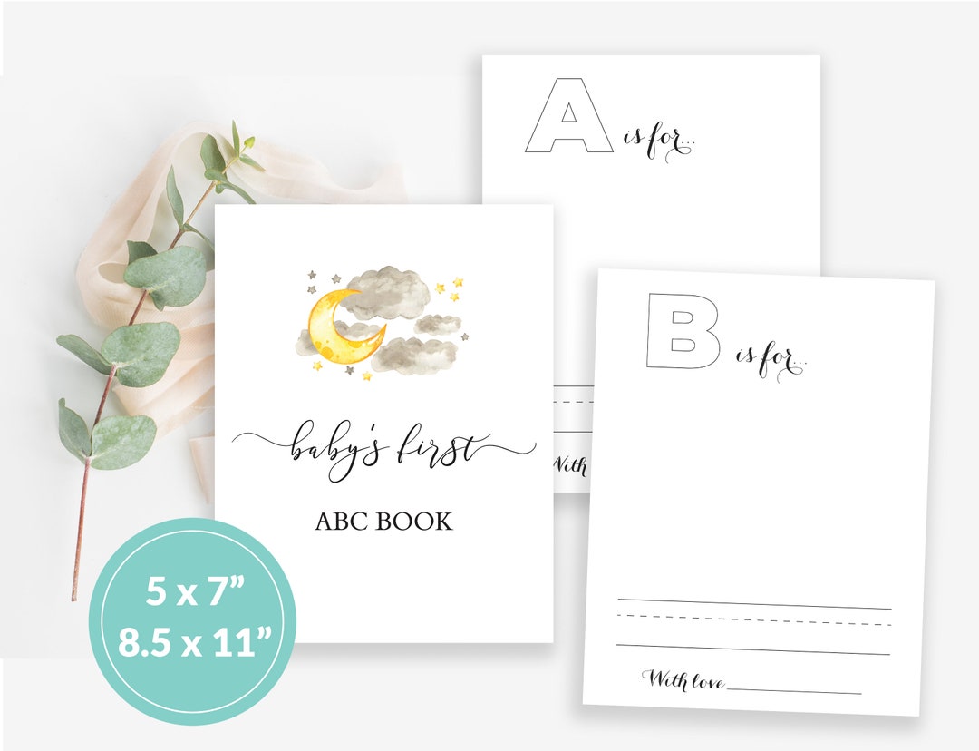 Abc Baby Shower Book, Blank Alphabet Book, Printable Coloring ABC Book ...