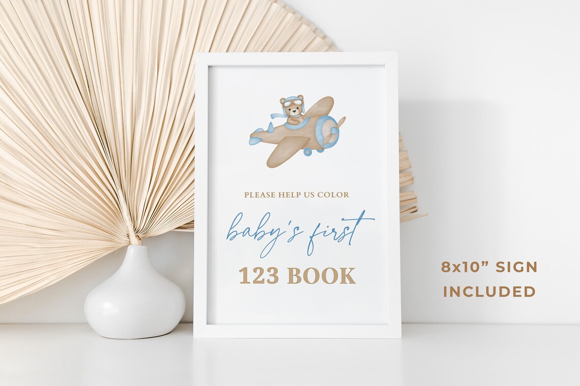 Baby Shower Numbers Book Bear Balloons, Baby's First 123 Book, Drawing ...