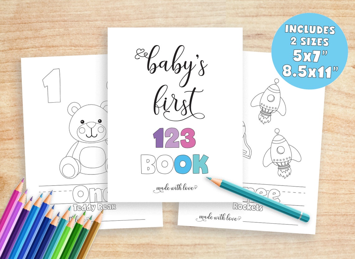 Baby's First Number Book Baby Shower Number Coloring | Etsy