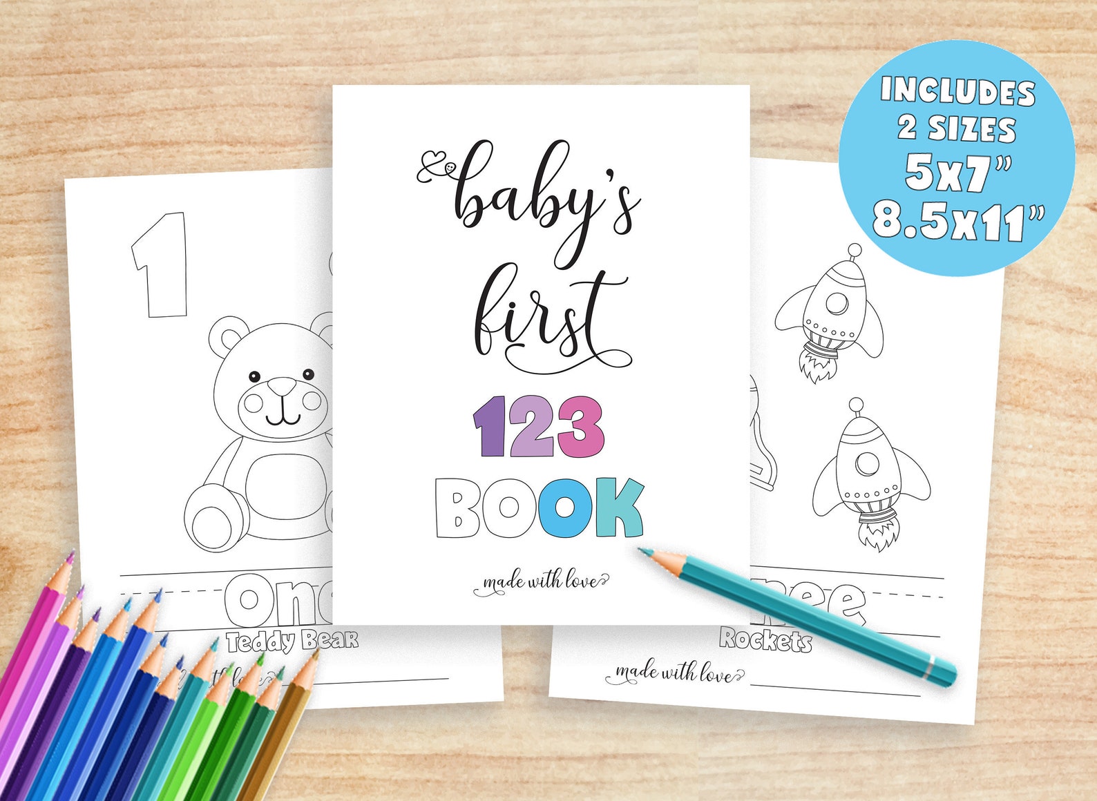 Baby's First Number Book Baby Shower Number Coloring | Etsy
