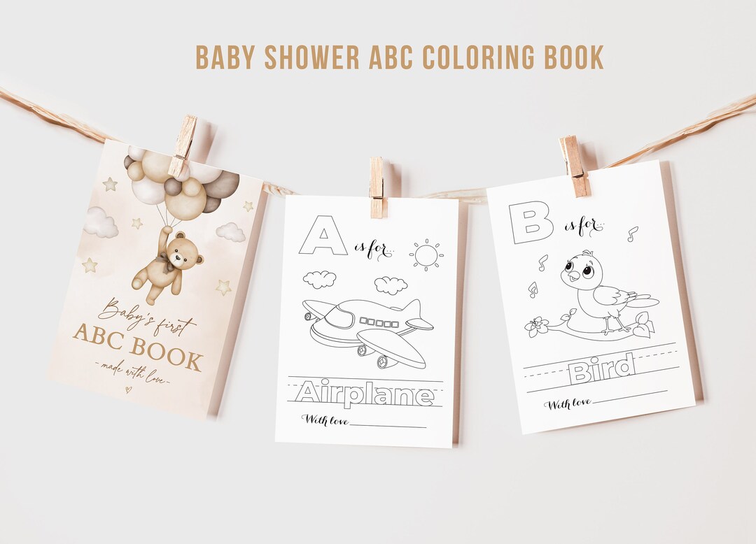Baby Shower Alphabet Coloring Book Baby's First ABC Book Printable ...