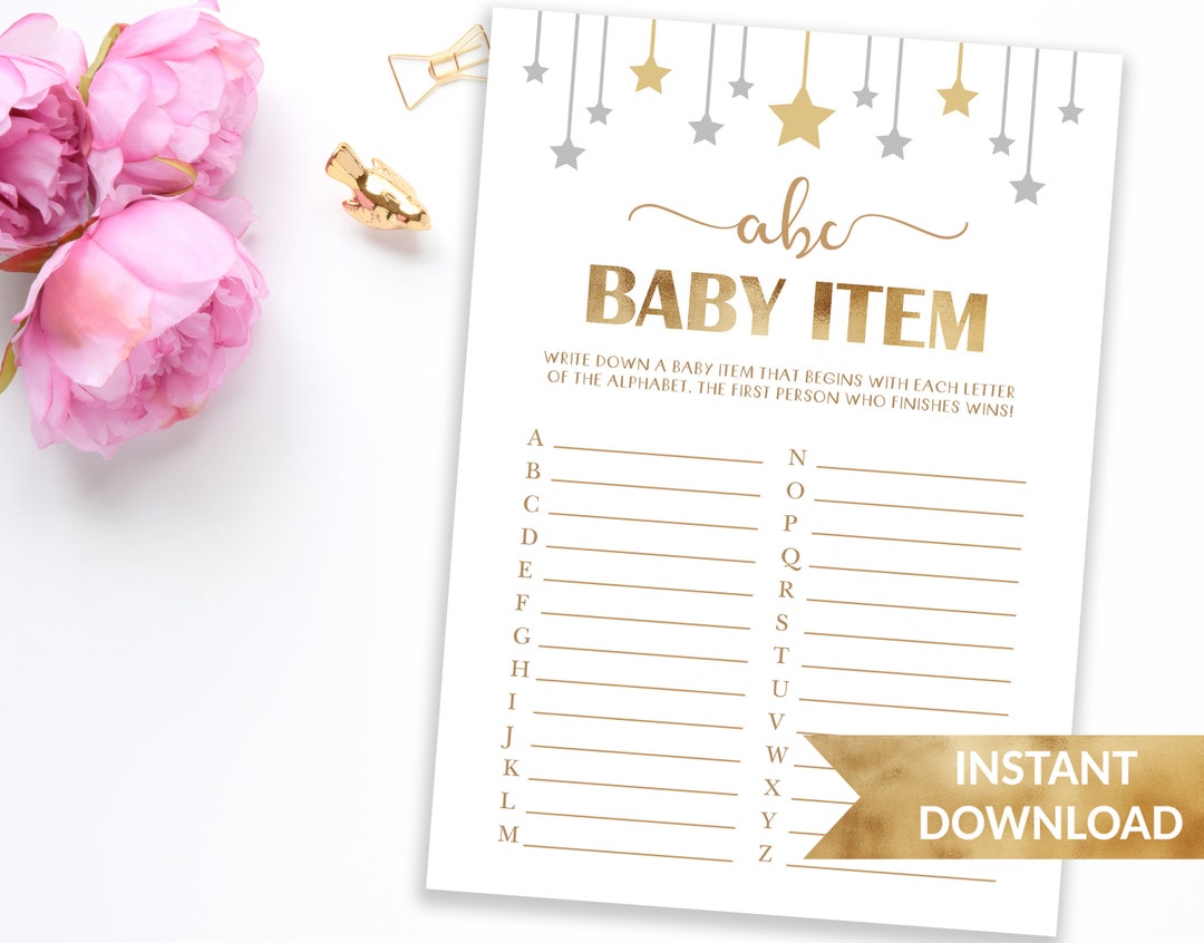 Baby ABC Game, Baby Item Game, Baby Shower Alphabet Game, Printable A ...