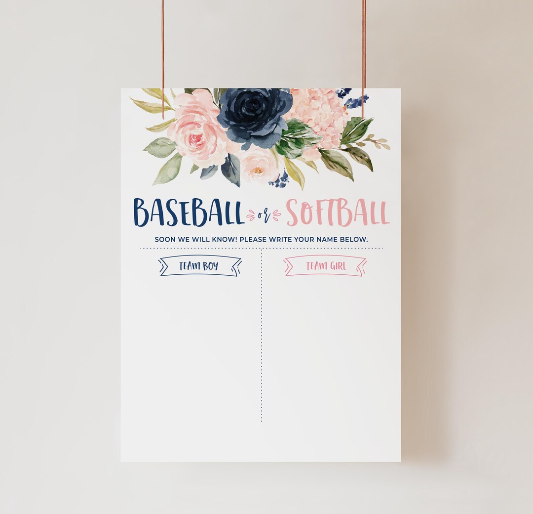 Baseball or Softball Gender Reveal Voting Banner (digital Download) - Etsy