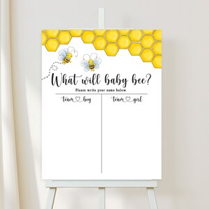 Gifts Table Printable Sign, Bee Baby Shower Gifts Sign, What Will Baby ...
