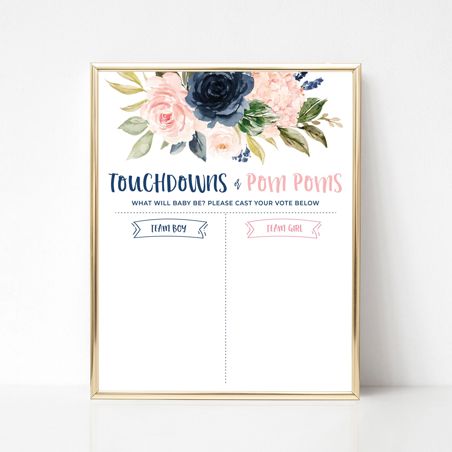 Touchdowns or Pom Poms Gender Reveal Welcome Sign (printable) - Etsy