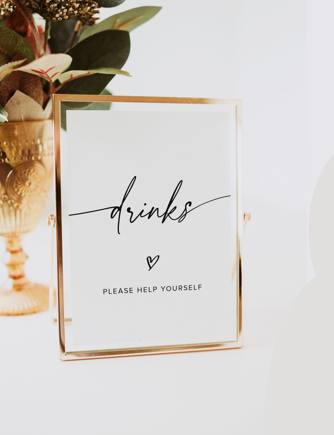 Minimalistic Drinks Sign Printable Modern Minimal Baby Shower, Drinks ...