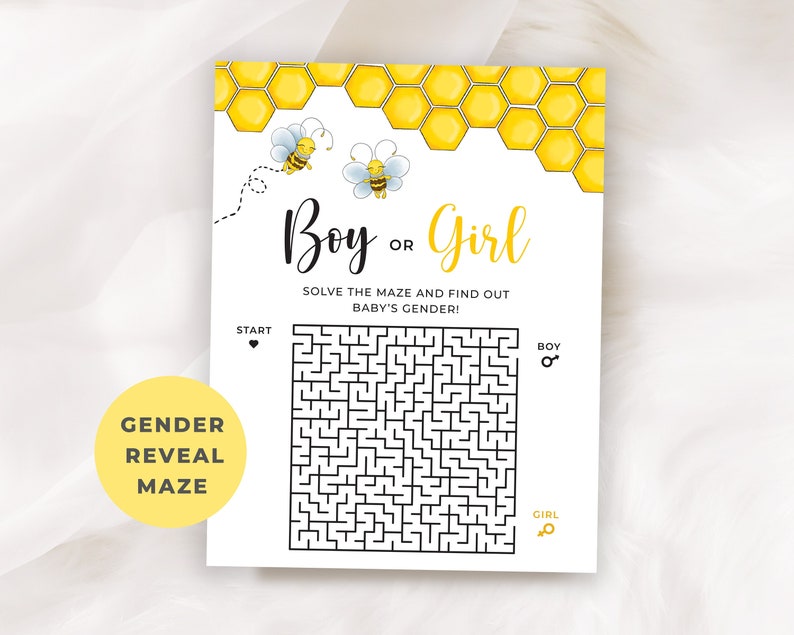 Boy or Girl Gender Reveal Labyrinth Game Bee Theme Maze Game - Etsy