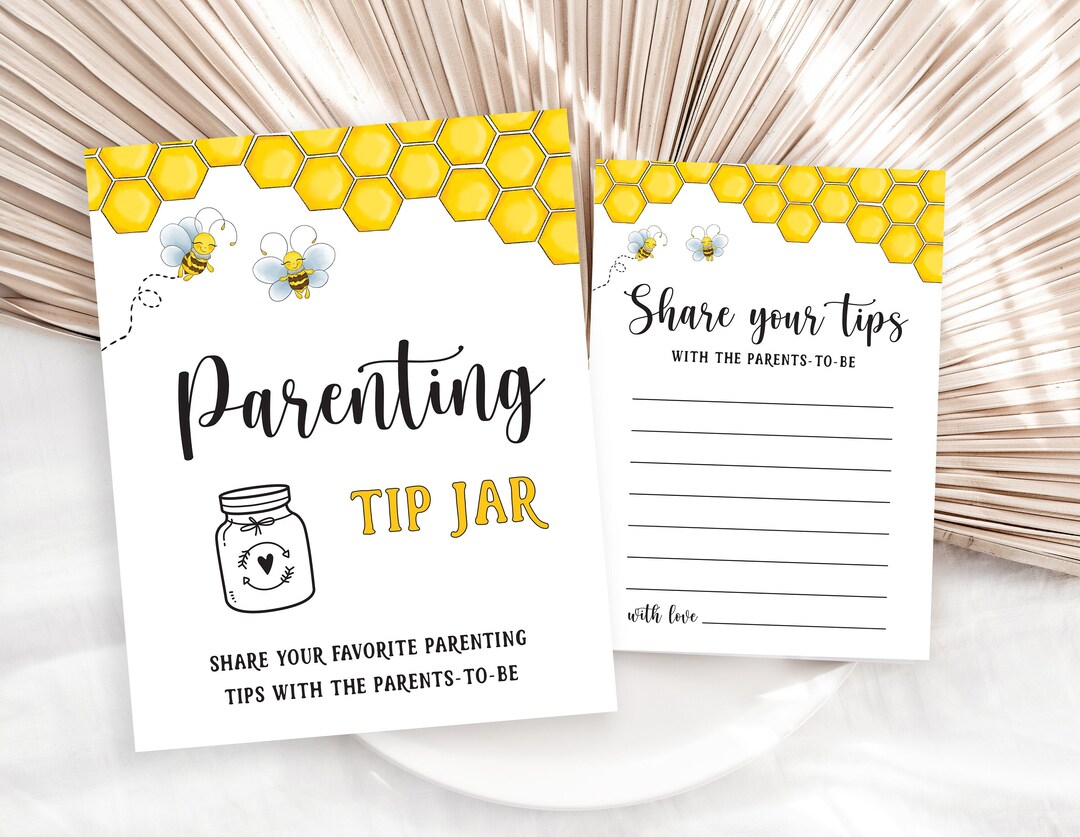 Parenting Tip Jar Sign and Tickets Printable, Bee Baby Shower Advice ...