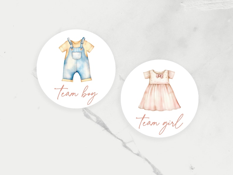 Team Boy Team Girl Printable Stickers, Gender Reveal Party Tags (AVERY ...