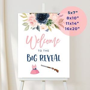 Rifles or Ruffles Welcome Banner, Navy Blue and Blush Pink Gender ...