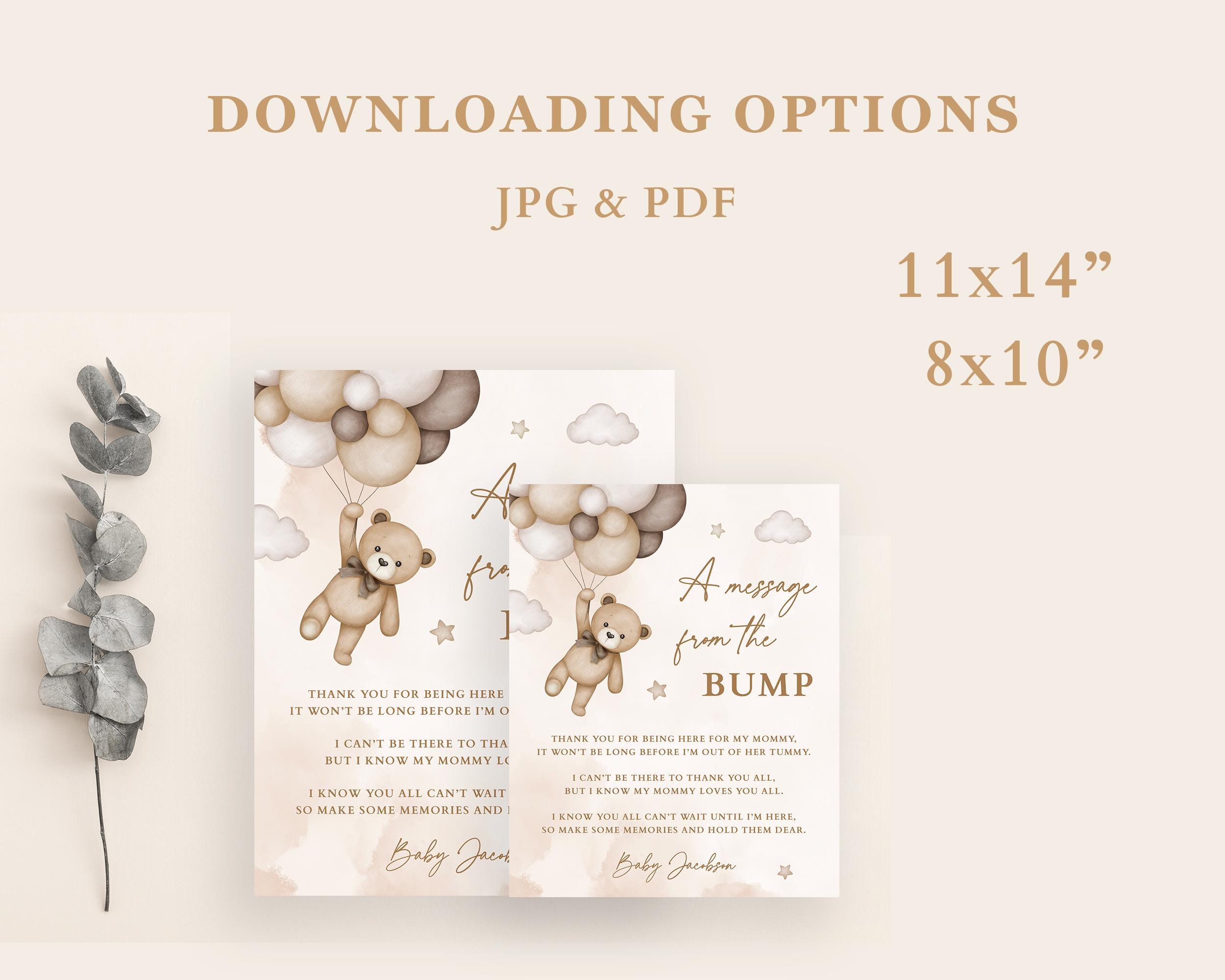 A Message From the Bump, EDITABLE Personalized Template, Brown Teddy ...