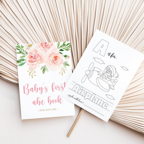 ABC Book Baby Shower Game Woodland Greenery Alphabet Coloring - Etsy Canada