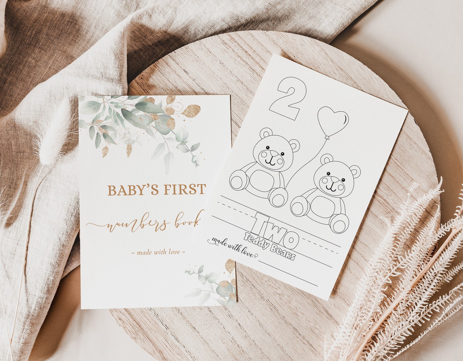 Baby's 1st Numbers Book Greenery Baby Shower 123 Coloring | Etsy