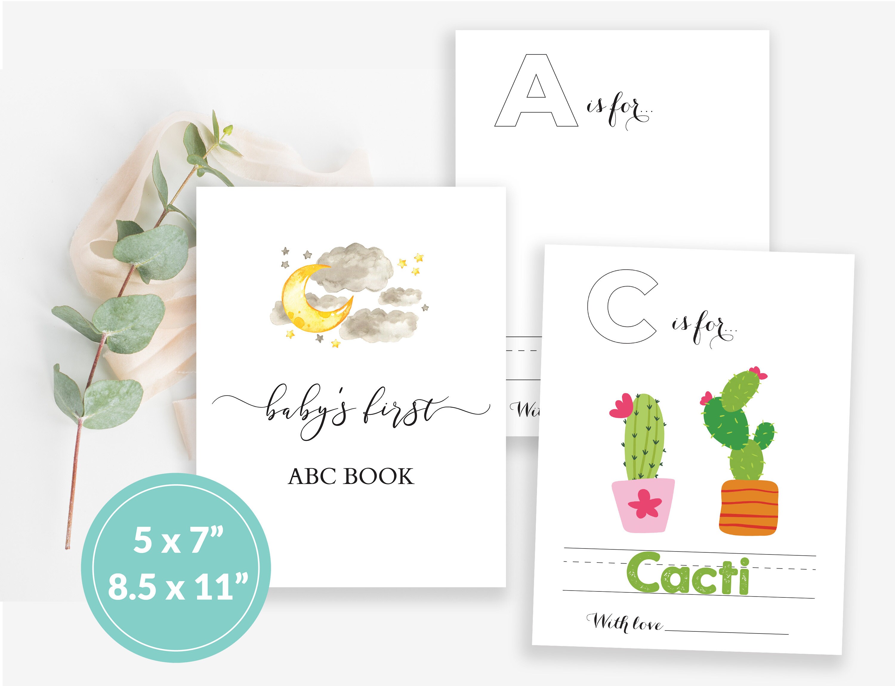 Abc Baby Shower Book Blank Alphabet Book Printable Coloring | Etsy