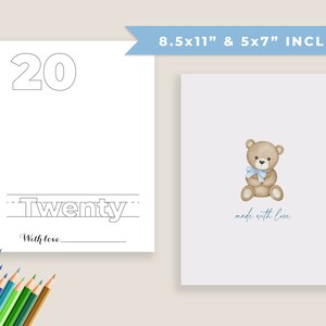 Baby Shower Numbers Book Bear Balloons, Baby's First 123 Book, Drawing ...