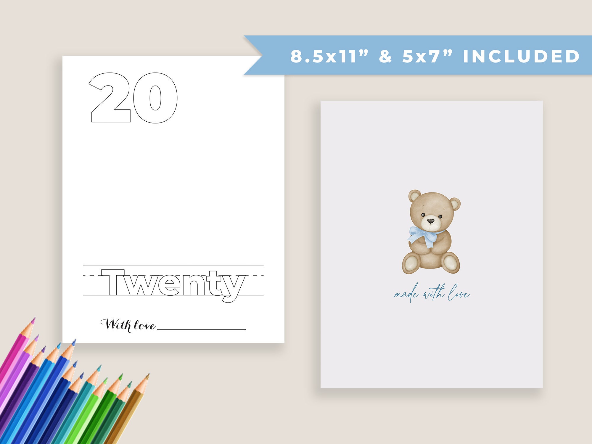Baby Shower Numbers Book Bear Balloons, Baby's First 123 Book, Drawing ...