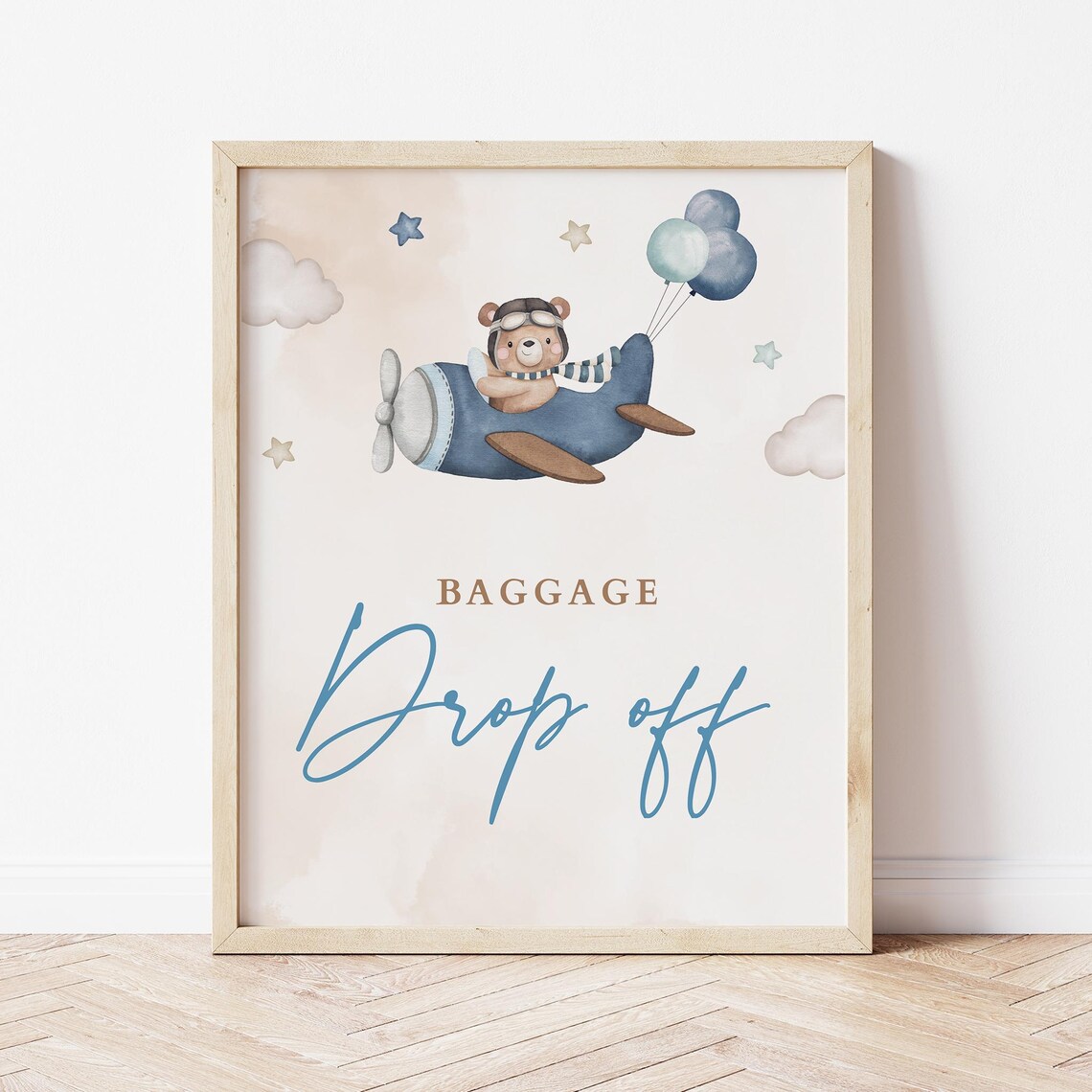 Baggage Drop off Sign, Travel Baby Shower Coat Check Sign, Airplane ...