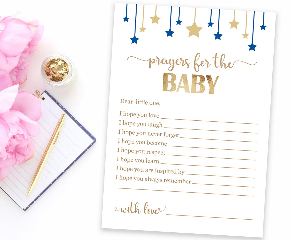 Baby Shower Prayers For The Baby Blue and Gold Prayers Sign | Etsy