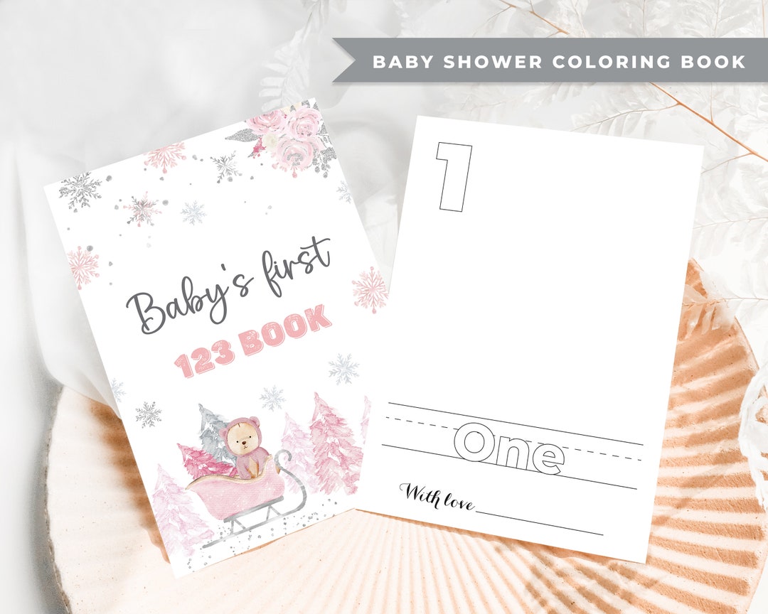 Coloring Numbers Book, Baby Shower Drawing Book, Winter Wonderland Baby ...