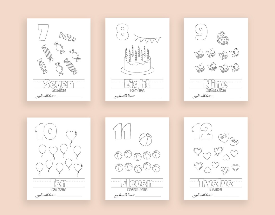 Baby's 1st Numbers Book Greenery Baby Shower 123 Coloring | Etsy