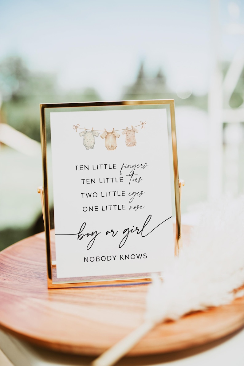 10 Little Fingers Toes Baby Shower Sign, Gender Reveal Decor (digital ...