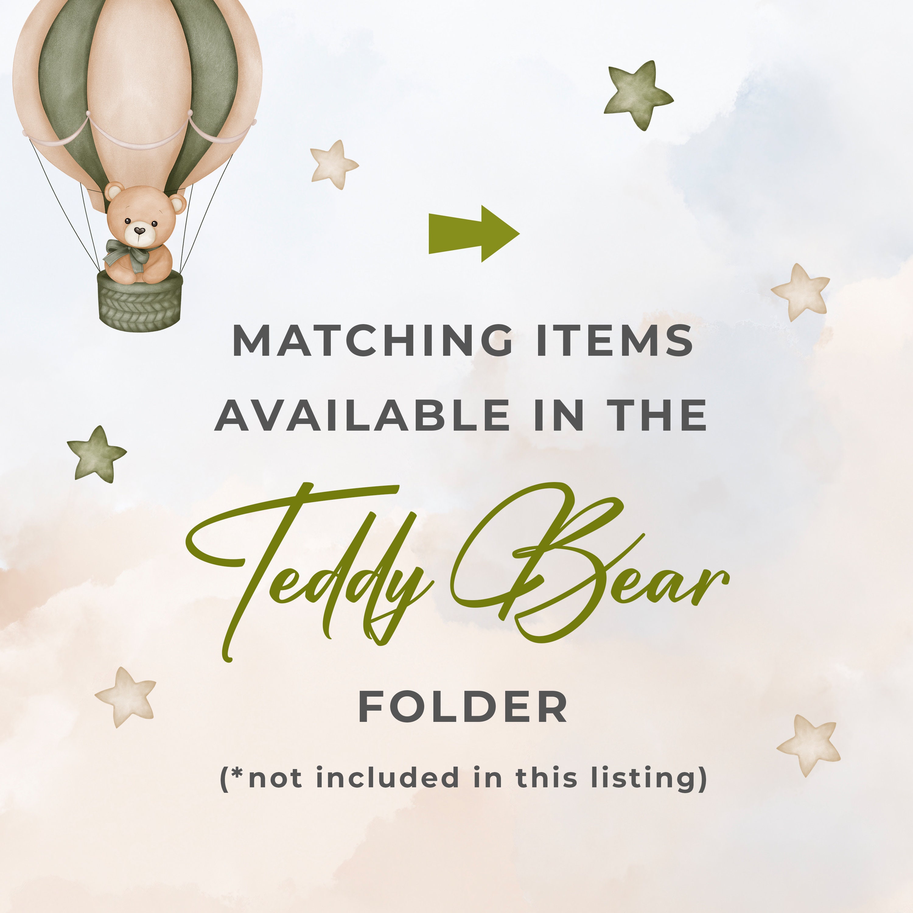 Sage Green Teddy Bear Baby Name Suggestion Sign and Tickets, Green Bear ...