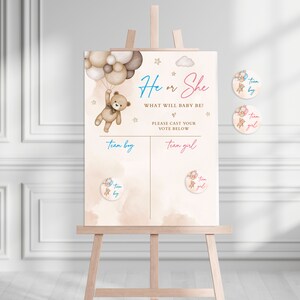 Boy or Girl Gender Reveal Maze Game Beige Teddy Bear Labyrinth Game ...