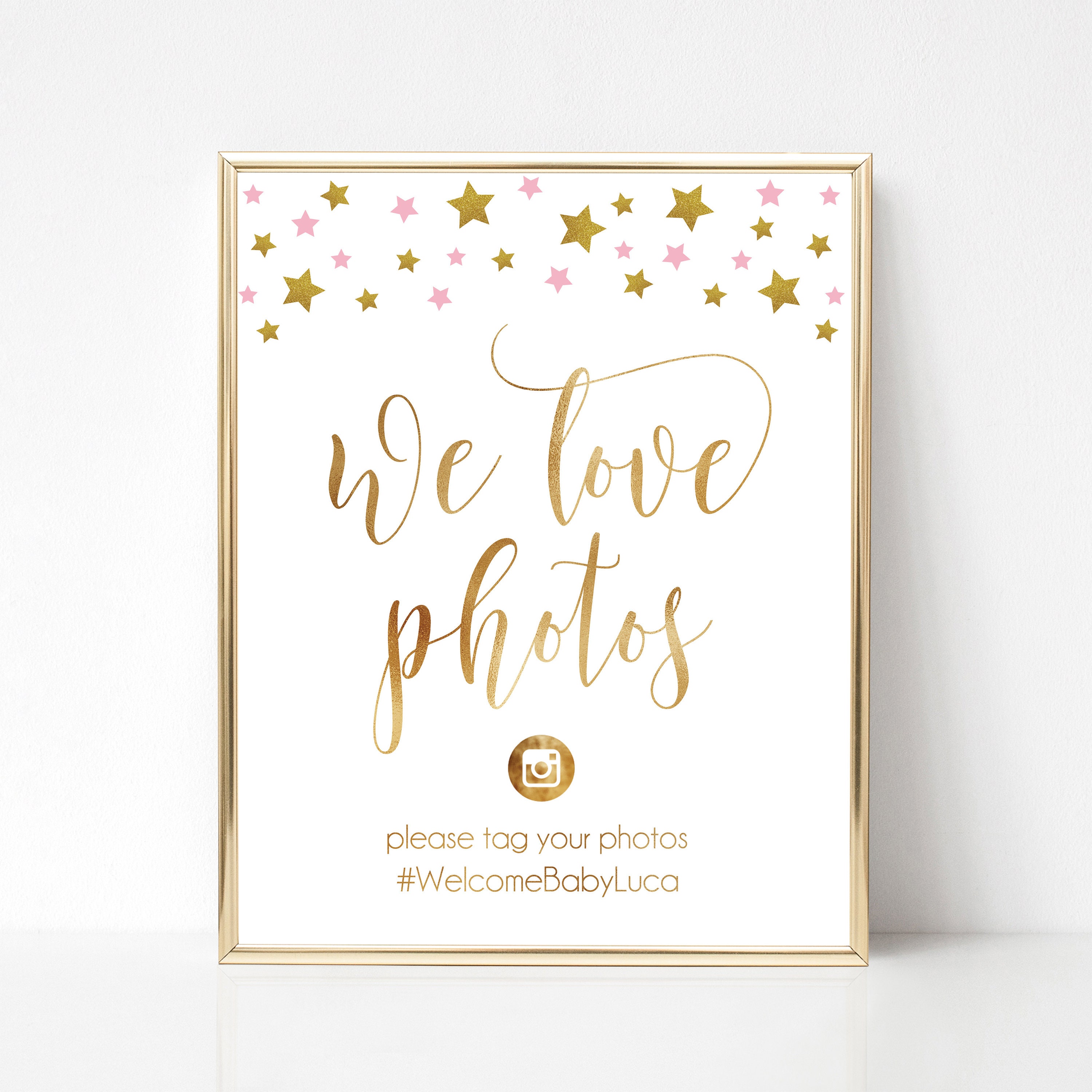 Addressee Sign Pink and Gold Address Baby Shower Sign Help | Etsy