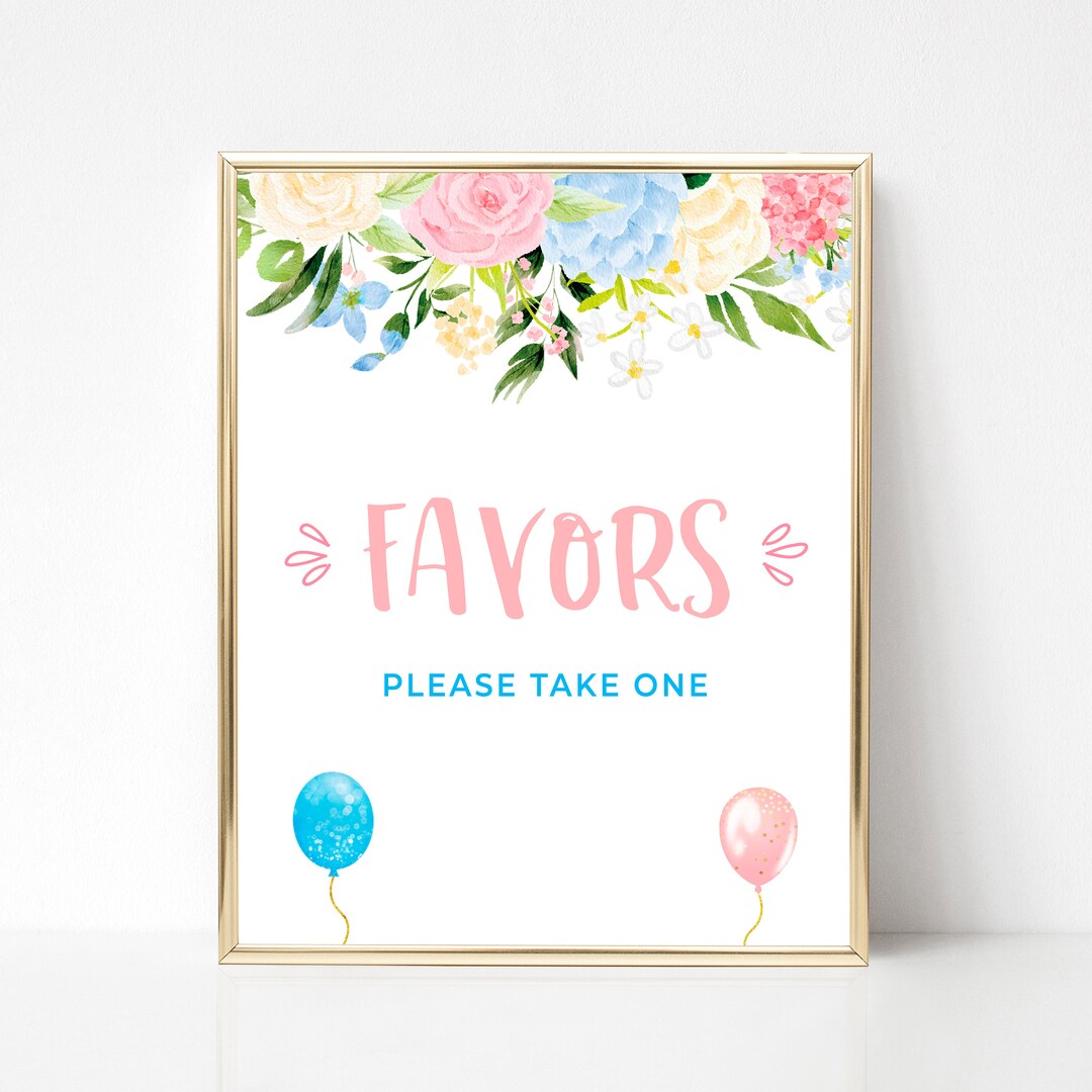 Favors Printable Sign, Gender Reveal Favors Sign, Please Take a Favor ...
