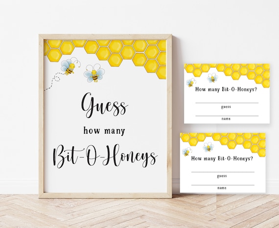 Guess How Many Bit-o-honeys Sign and Cards Bee Gender Reveal | Etsy