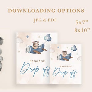 Baggage Drop off Sign, Travel Baby Shower Coat Check Sign, Airplane ...