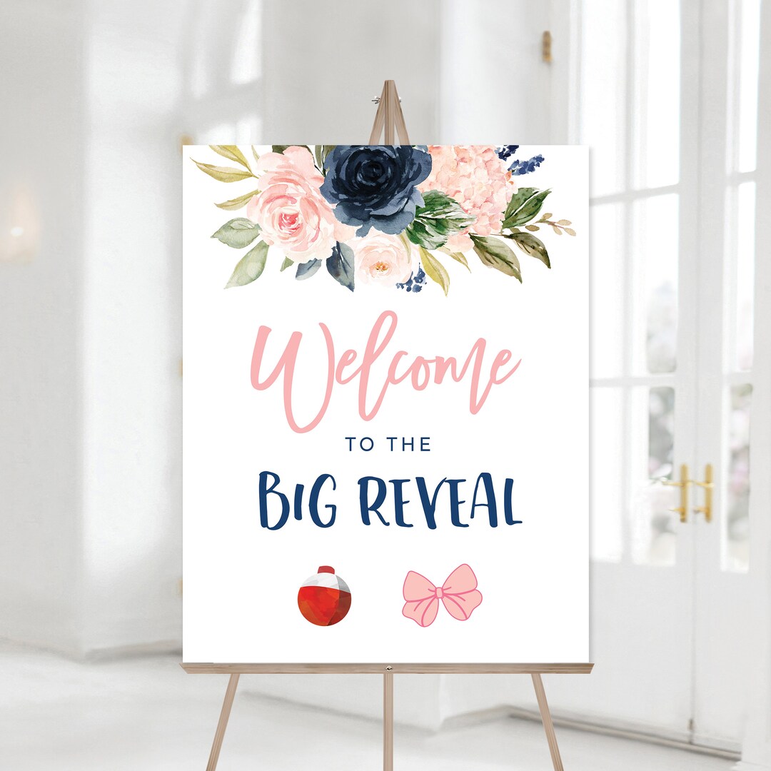 Bobbers or Bows Welcome Sign, Bobbers or Bows Gender Reveal Party Ideas ...