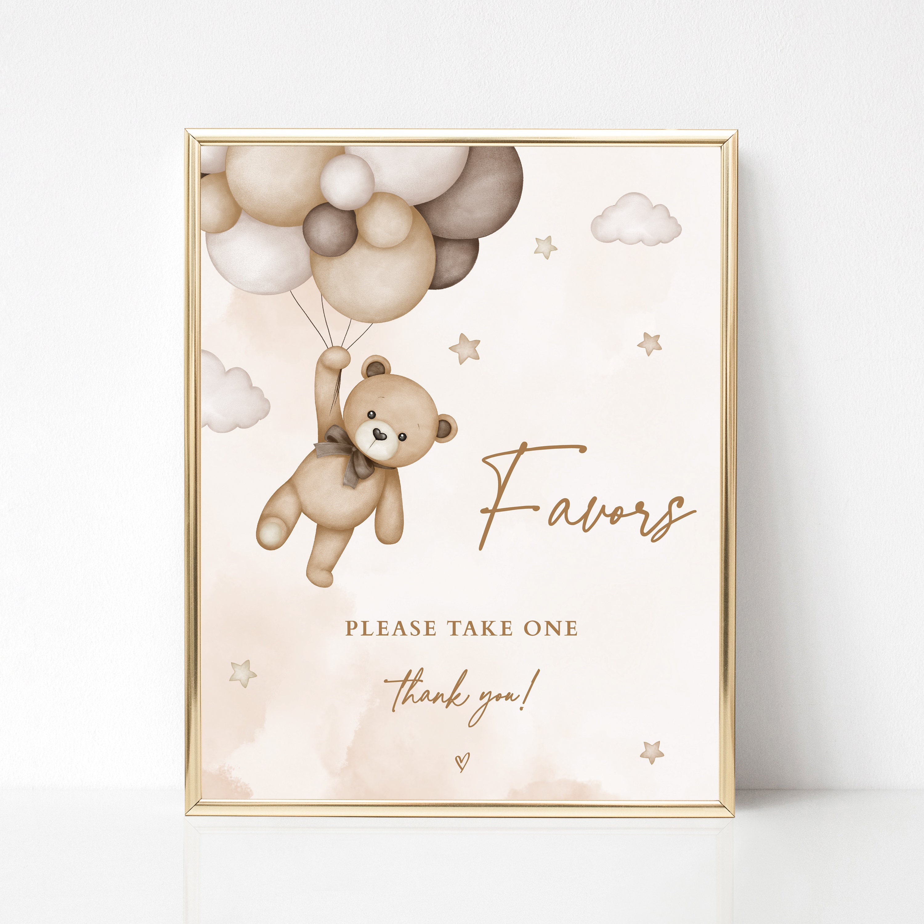 EDITABLE Brown Teddy Bear Place Card, Food Label, Guest Name Card ...