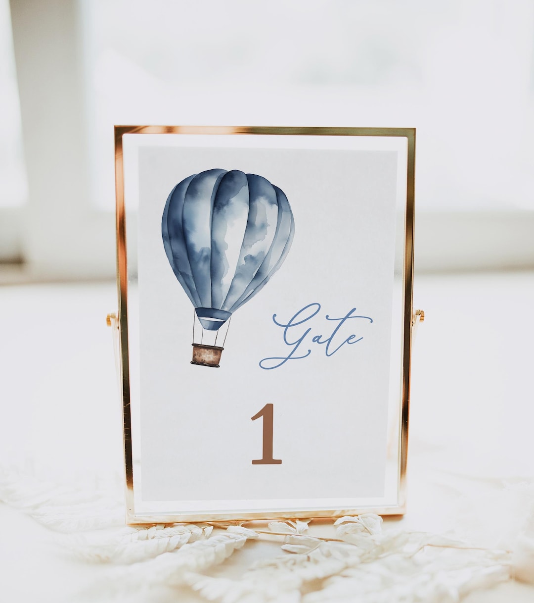 Table Numbers Baby Shower, Blue Hot Air Balloon Baby Shower, Adventure ...