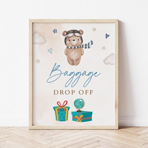 Baggage Drop off Sign, Travel Baby Shower Coat Check Sign, Airplane ...