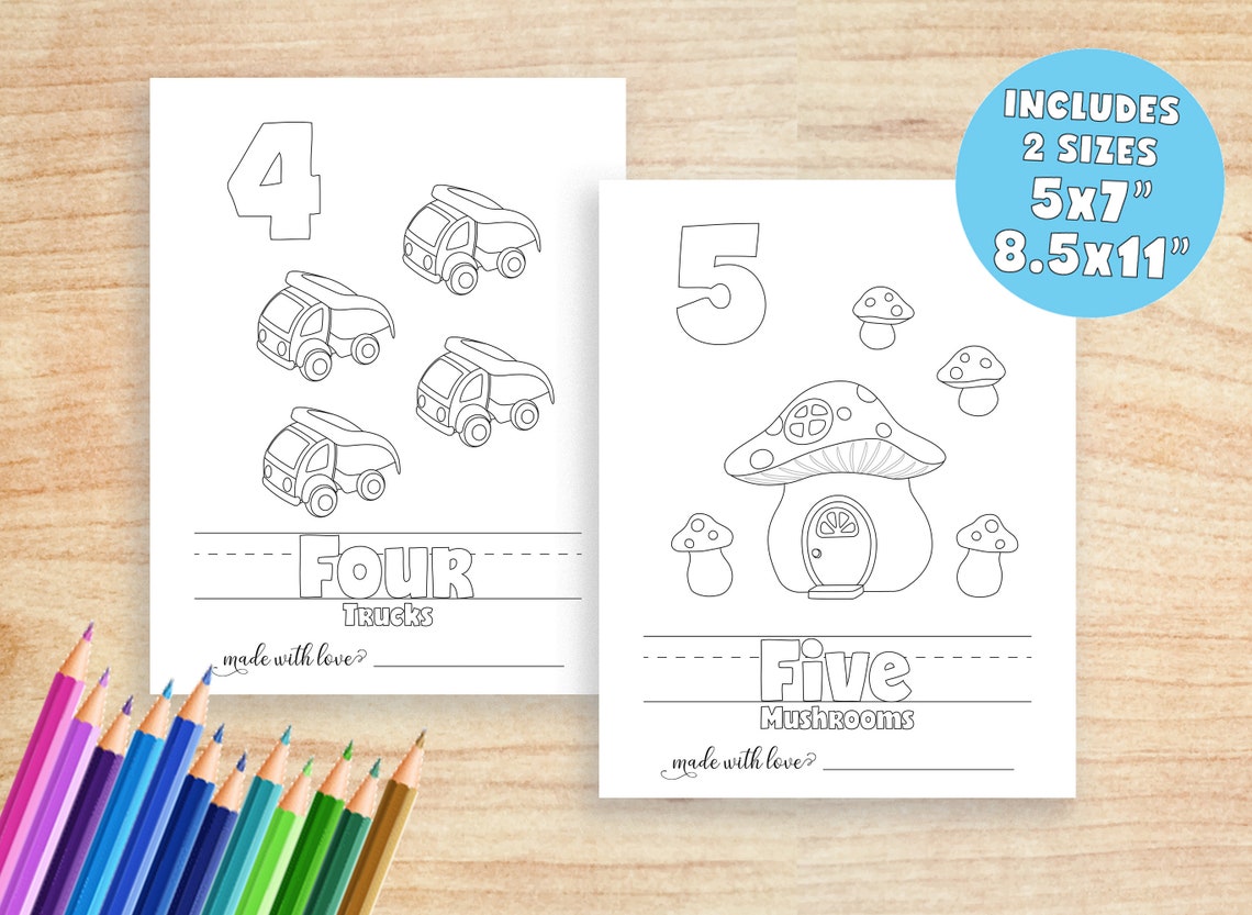 Baby's First Number Book Baby Shower Number Coloring | Etsy