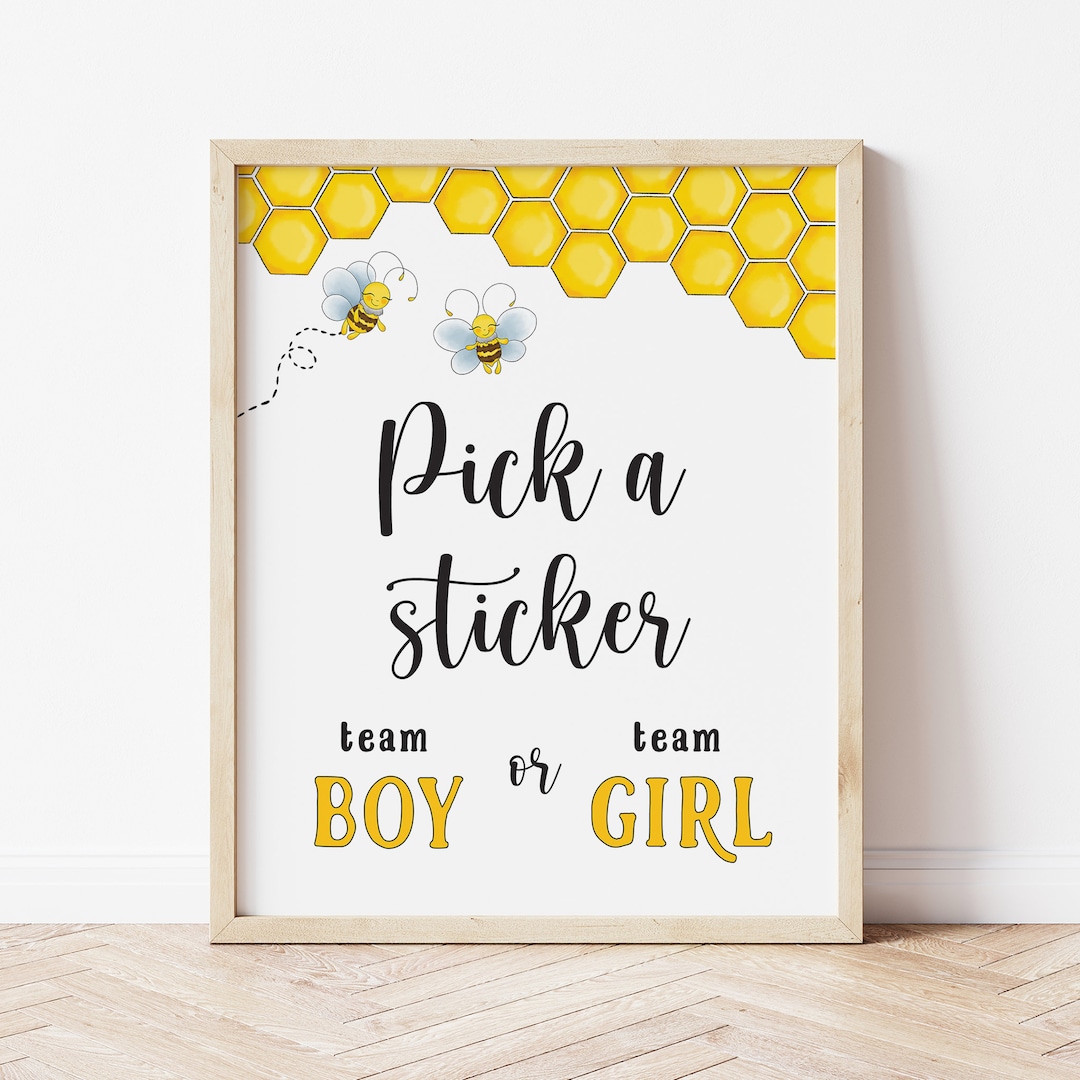 Pick a Sticker Bee Gender Reveal, Team Boy Team Girl, Bee Baby Shower ...
