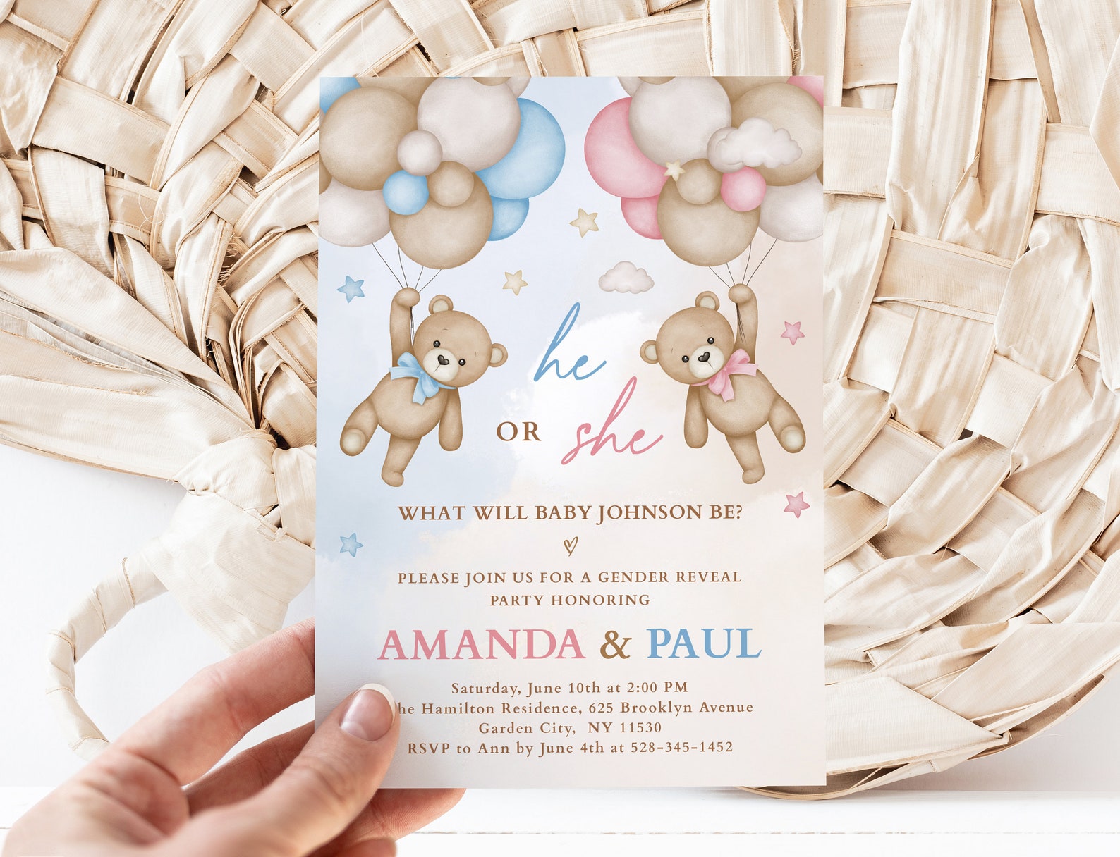 Teddy Bear Gender Reveal Invitation Gender Neutral Invites Teddy Bear ...