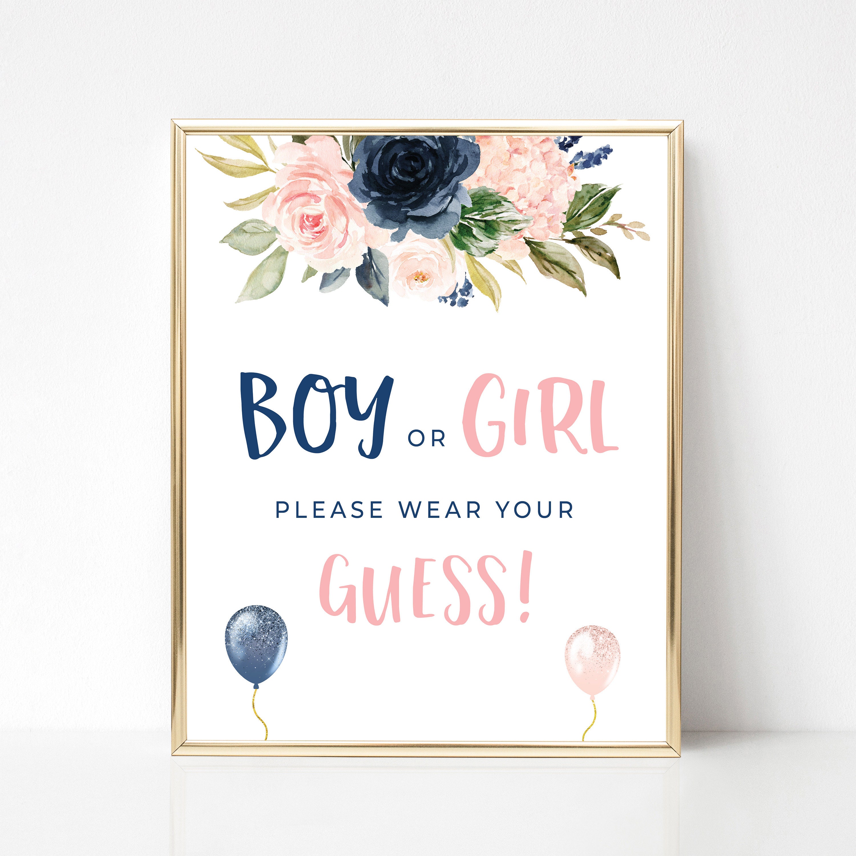 It's Twins Gender Reveal Sign, Double the Trouble, Navy Blue and Blush ...