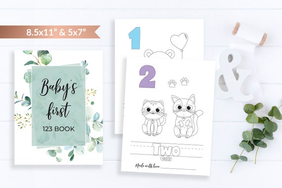 Baby's First 123 Book Greenery Baby Shower Baby's | Etsy