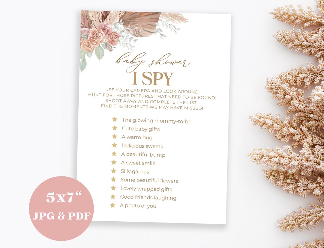 I Spy Baby Shower Game, Pampas Grass Baby Shower Game, Take the Photos ...