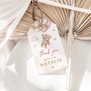 EDITABLE Welcome Banner for Baby Girl Pink Teddy Bear and Balloons ...