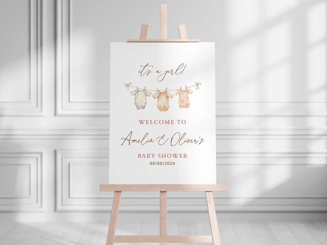 It's a Girl Baby Shower Welcome Banner, Baby Clothes Welcome Sign ...