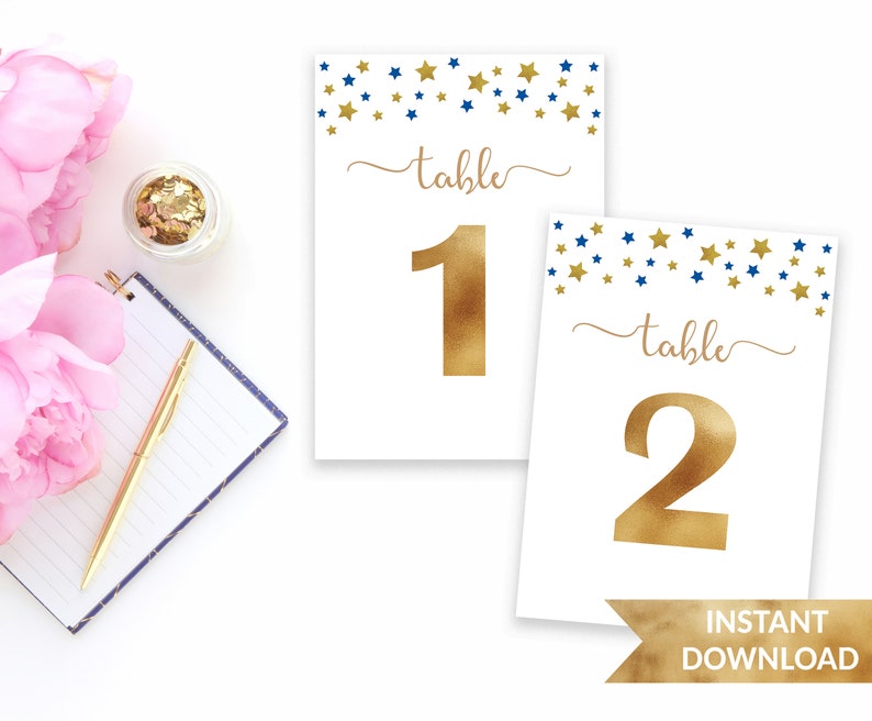 Table Numbers Printable Navy Blue Twinkle Twinkle Little Star - Etsy