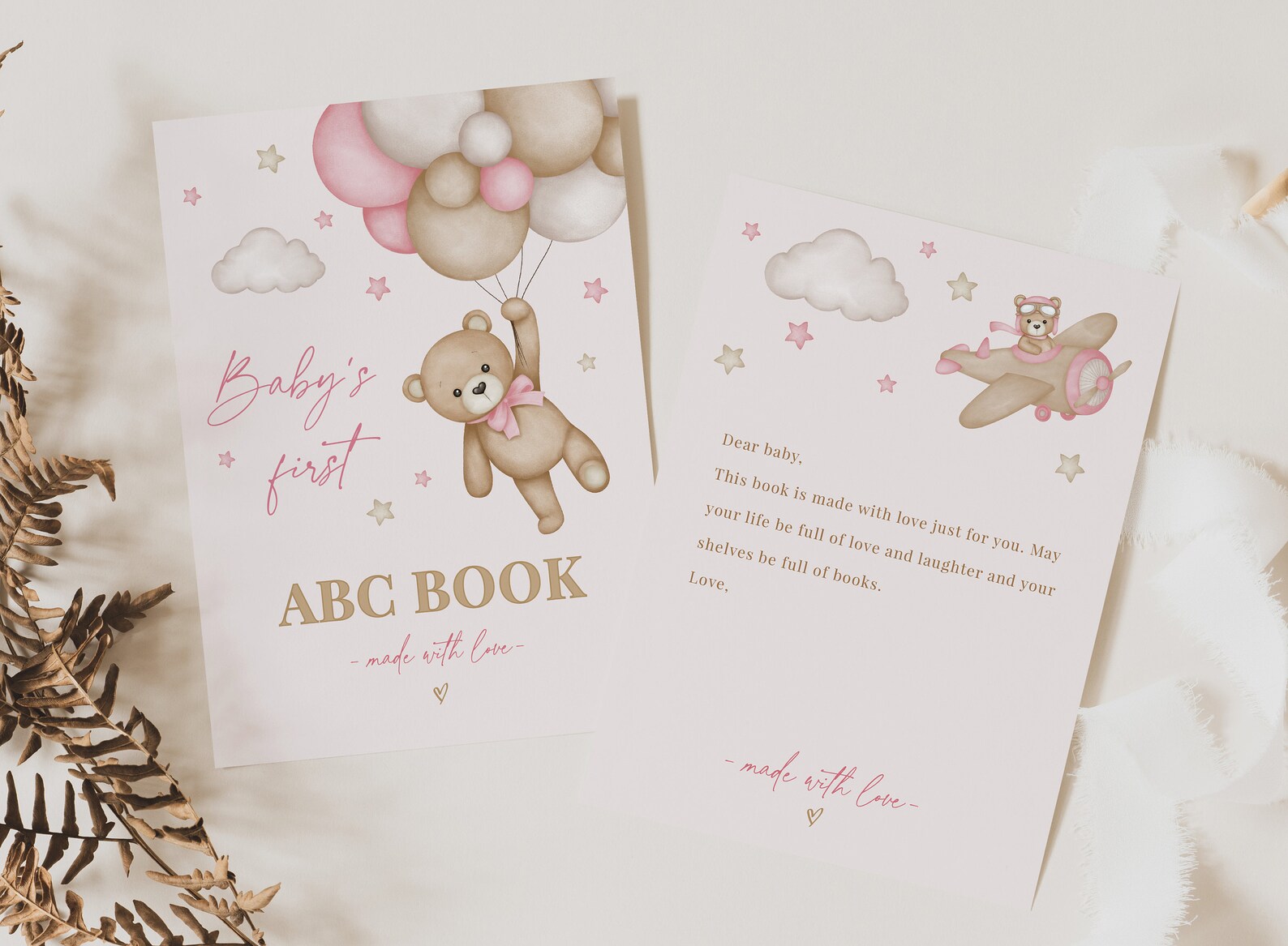 Baby's First ABC Book Bear Balloons Baby Shower Alphabet - Etsy