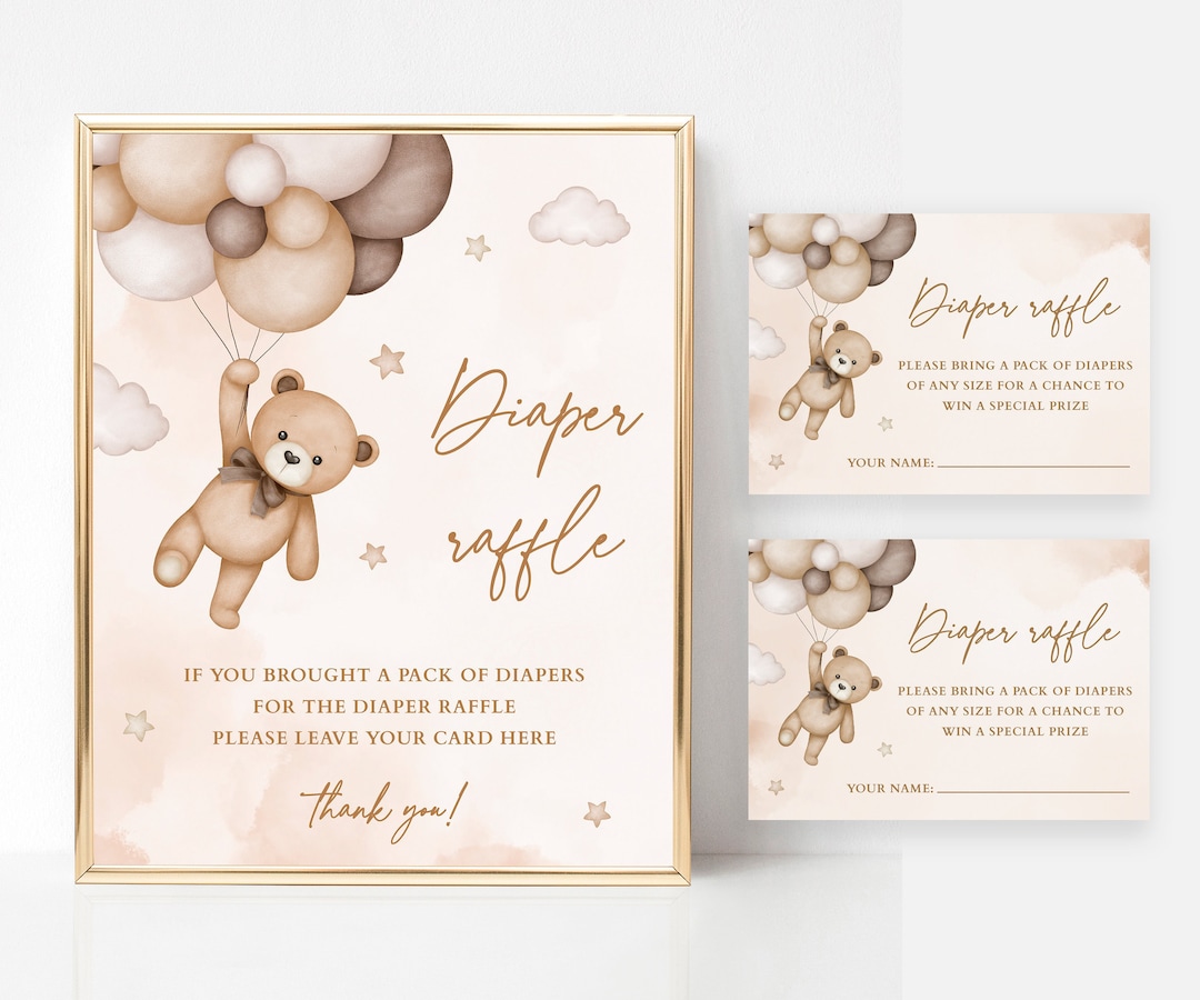 Teddy Bear Diaper Raffle Sign Gender Reveal We Can Bearly Wait ...