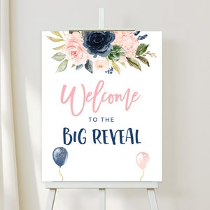 Editable Navy and Blush Menu Gender Reveal Menu Template Elegant Menu ...