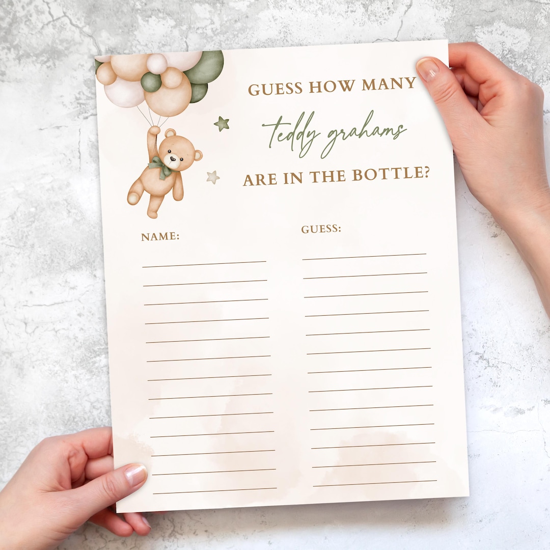 Guess How Many Teddy Grahams Sheet, Editable Guess How Many Game, Sage ...