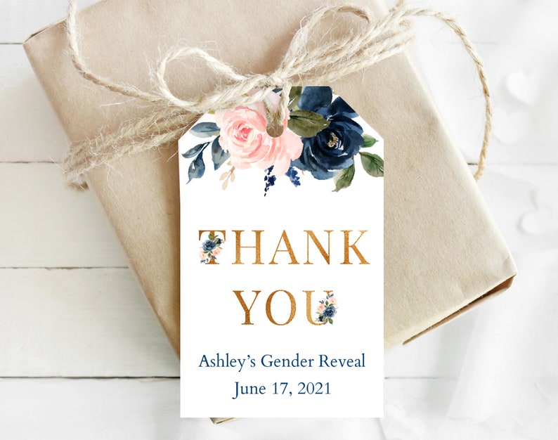 Navy Blush Editable Water Bottle Labels Floral Water Labels | Etsy