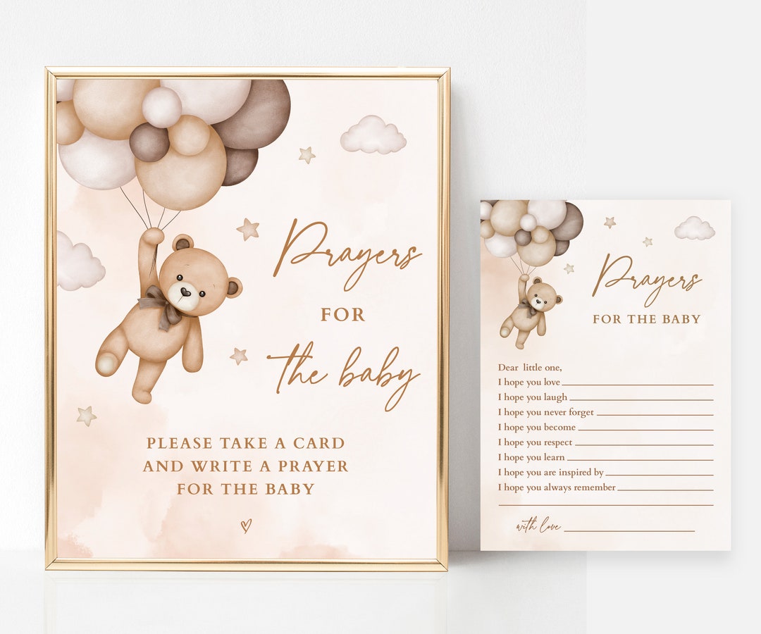 Gender Neutral Teddy Bear Prayers for the Baby Sign and Cards - Etsy